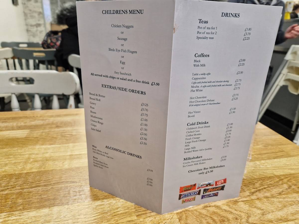 Menu at The Coffee Pot cafe, Blackpool