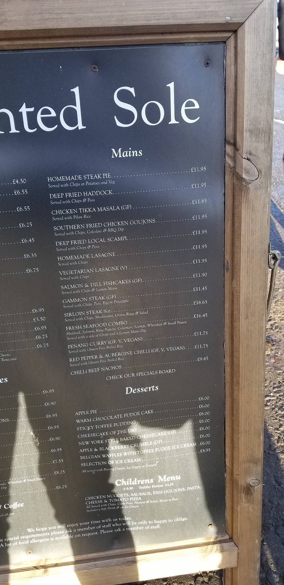 Menu at The Contented Sole pub & bar, Eyemouth, Old Quay
