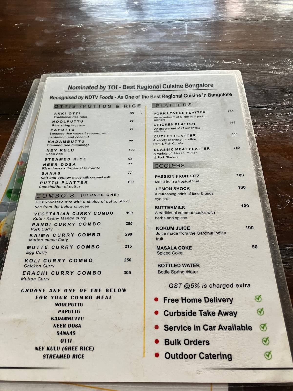 Menu at The Coorg Food Co Kormangala, Bengaluru, 466