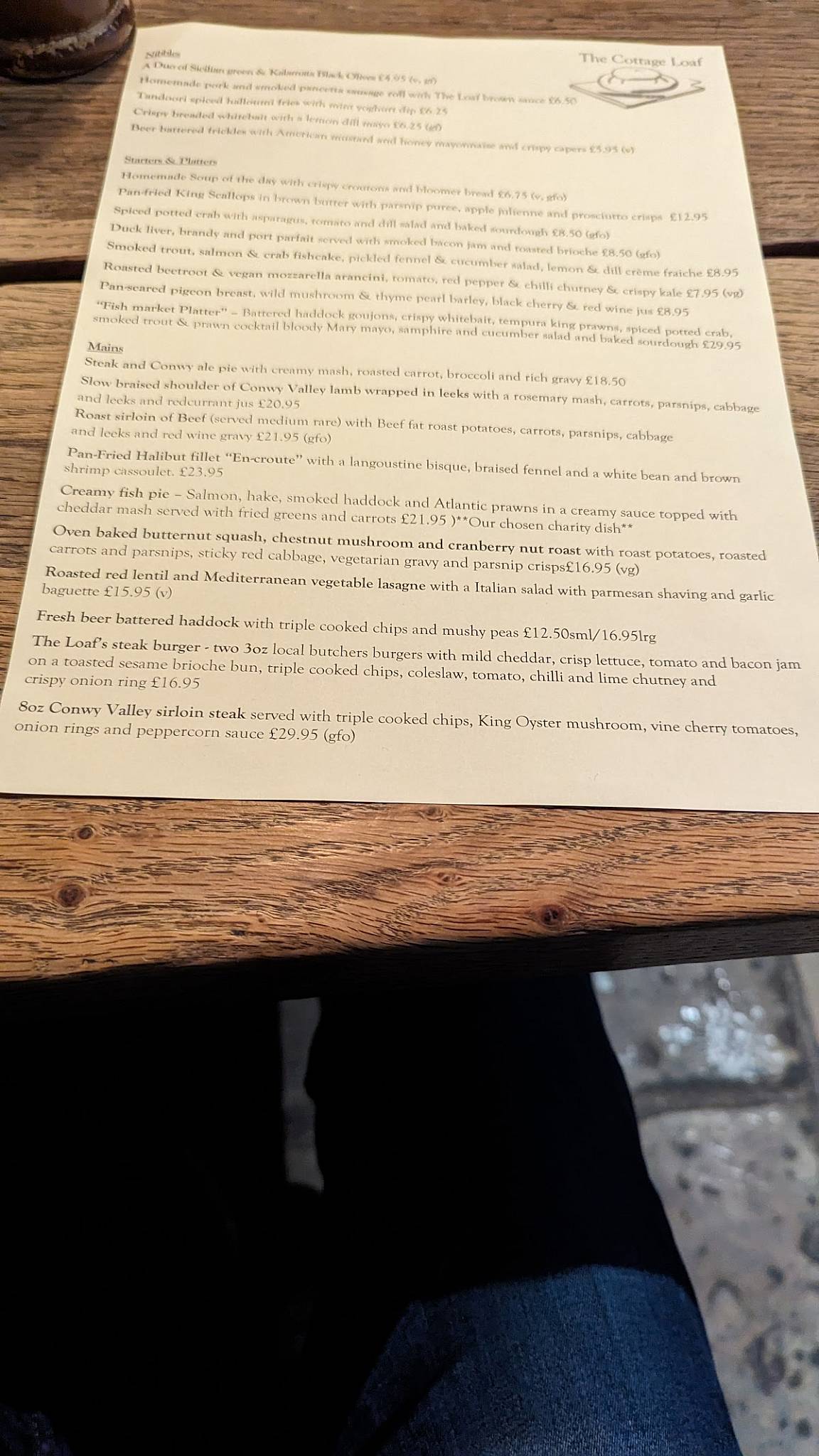 Menu at The Cottage Loaf pub & bar, Llandudno