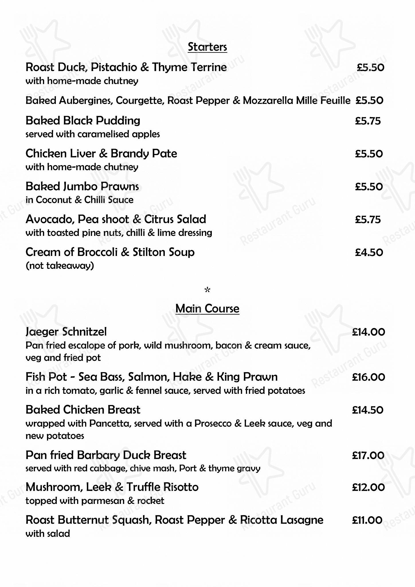 Menu at The Courtyard restaurant, Cupar
