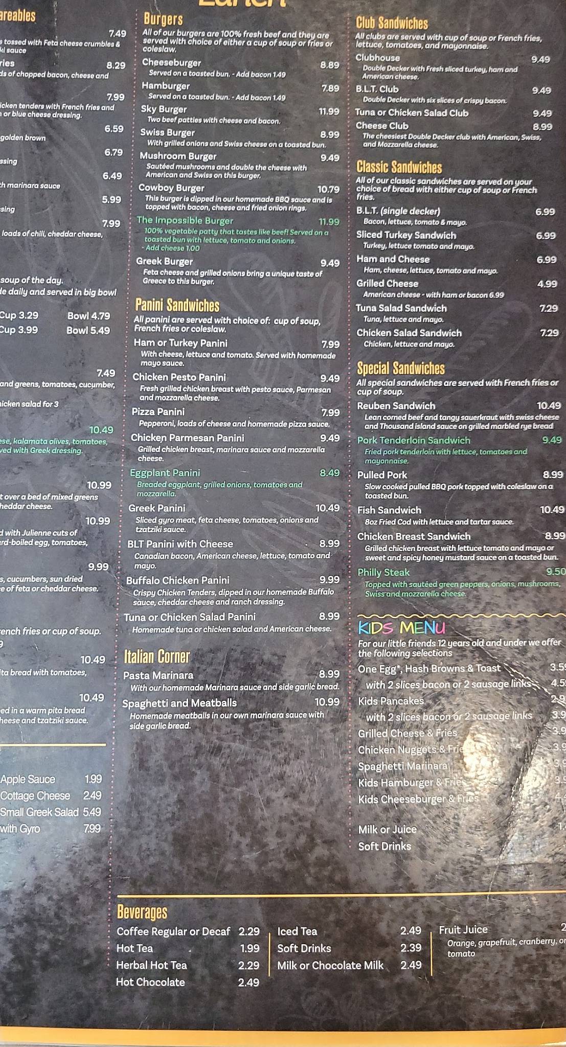 Menu at The Crossings Restaurant, Pendleton