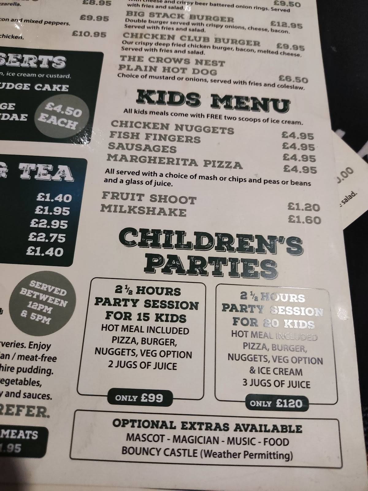 Menu at The Crows Nest pub & bar, Leicester