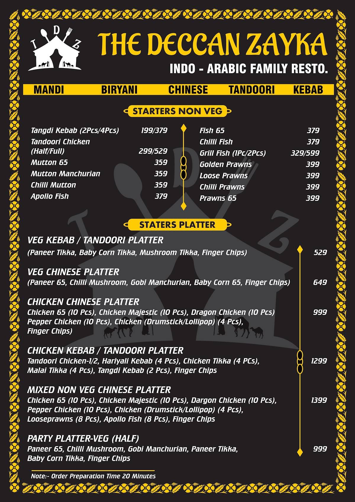 Menu at The Deccan Zayka, Indo Arabic Resto (Best Mandi, Best Biryani ...