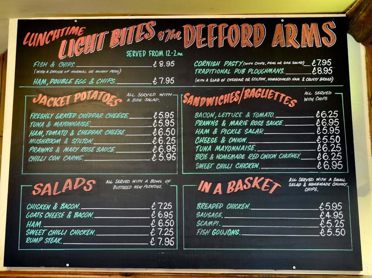 Menu at The Defford Arms pub & bar, Defford