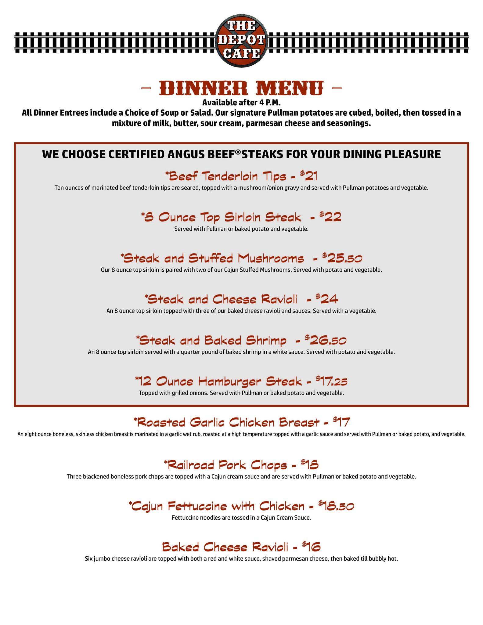 Menu at The Depot Cafe, Fredericktown