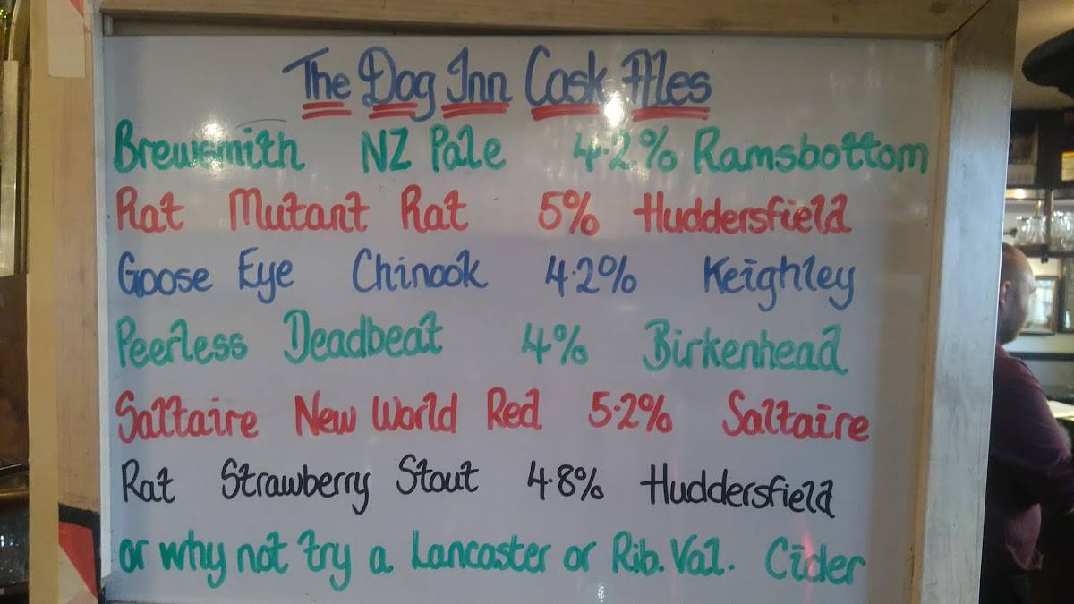 Menu at The Dog Inn, Whalley pub & bar, Barrow