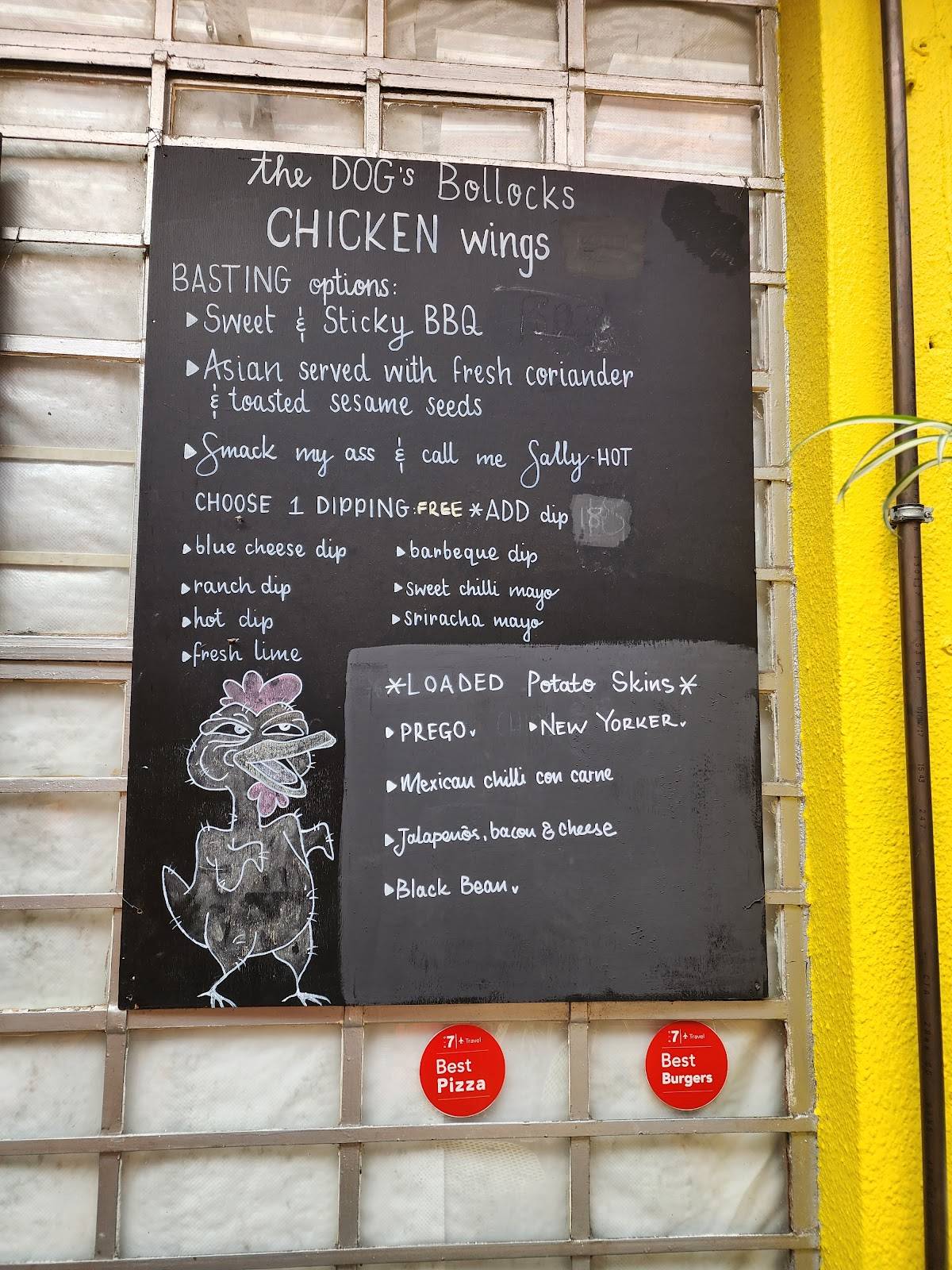Menu at The Dog's Bollocks at YARD restaurant, Cape Town