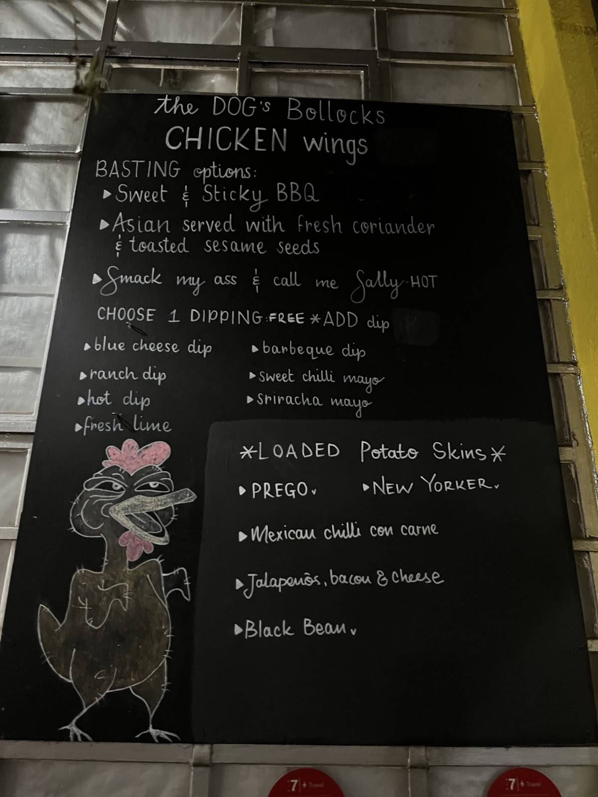 Menu at The Dog's Bollocks at YARD restaurant, Cape Town