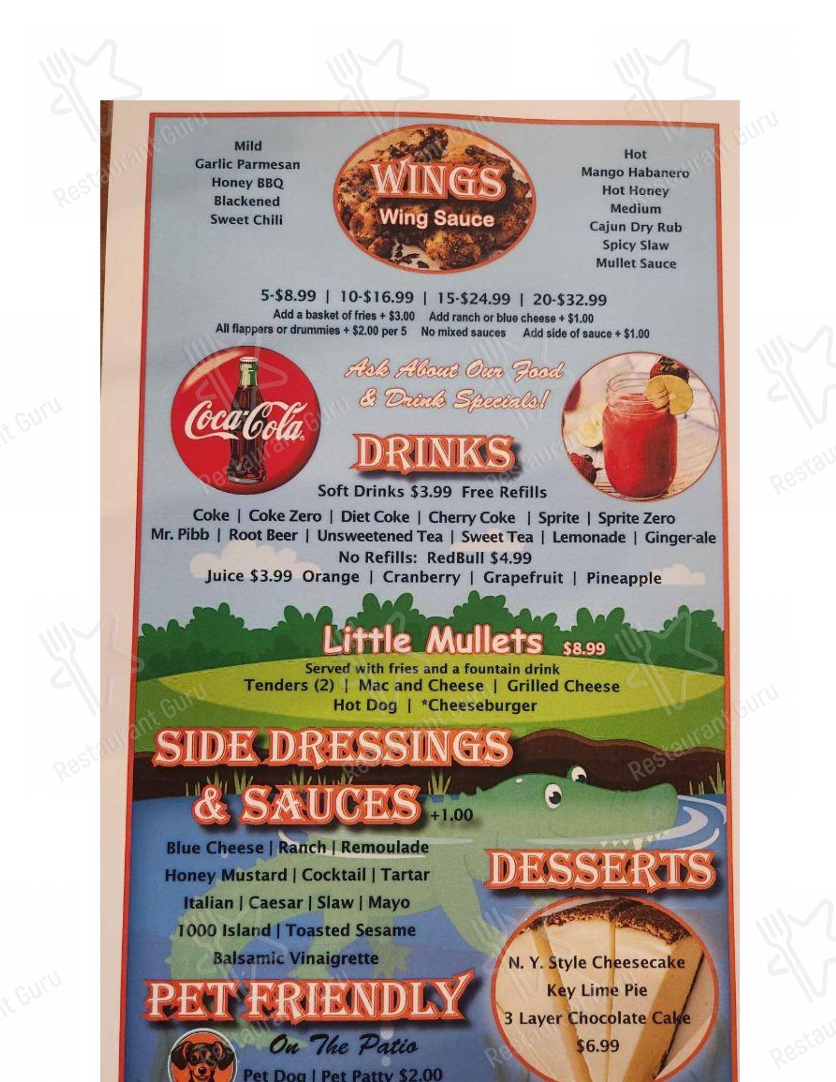 Menu at The Drunken Mullet pub & bar, Hernando Beach