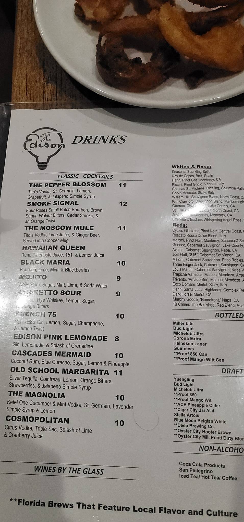 Menu at The Edison - Restaurant Tallahassee, Tallahassee