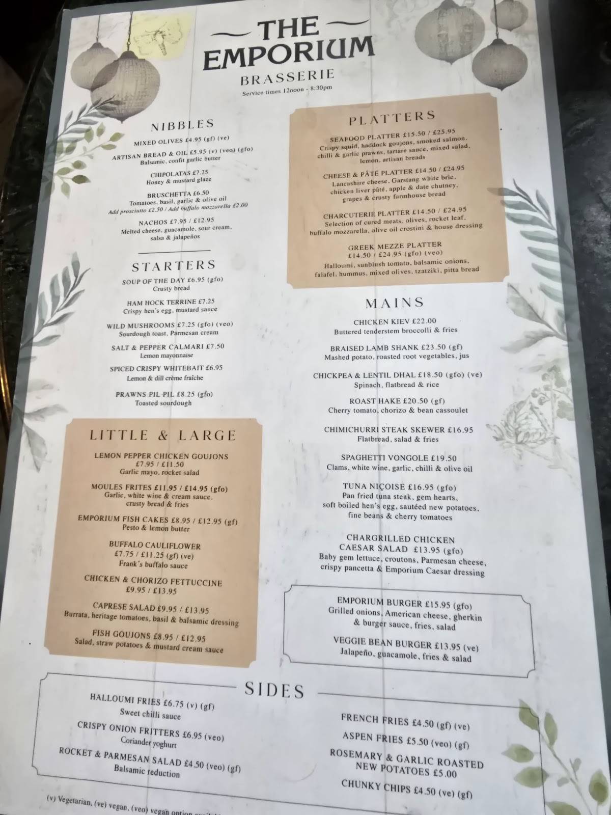Menu at The Emporium pub & bar, Clitheroe