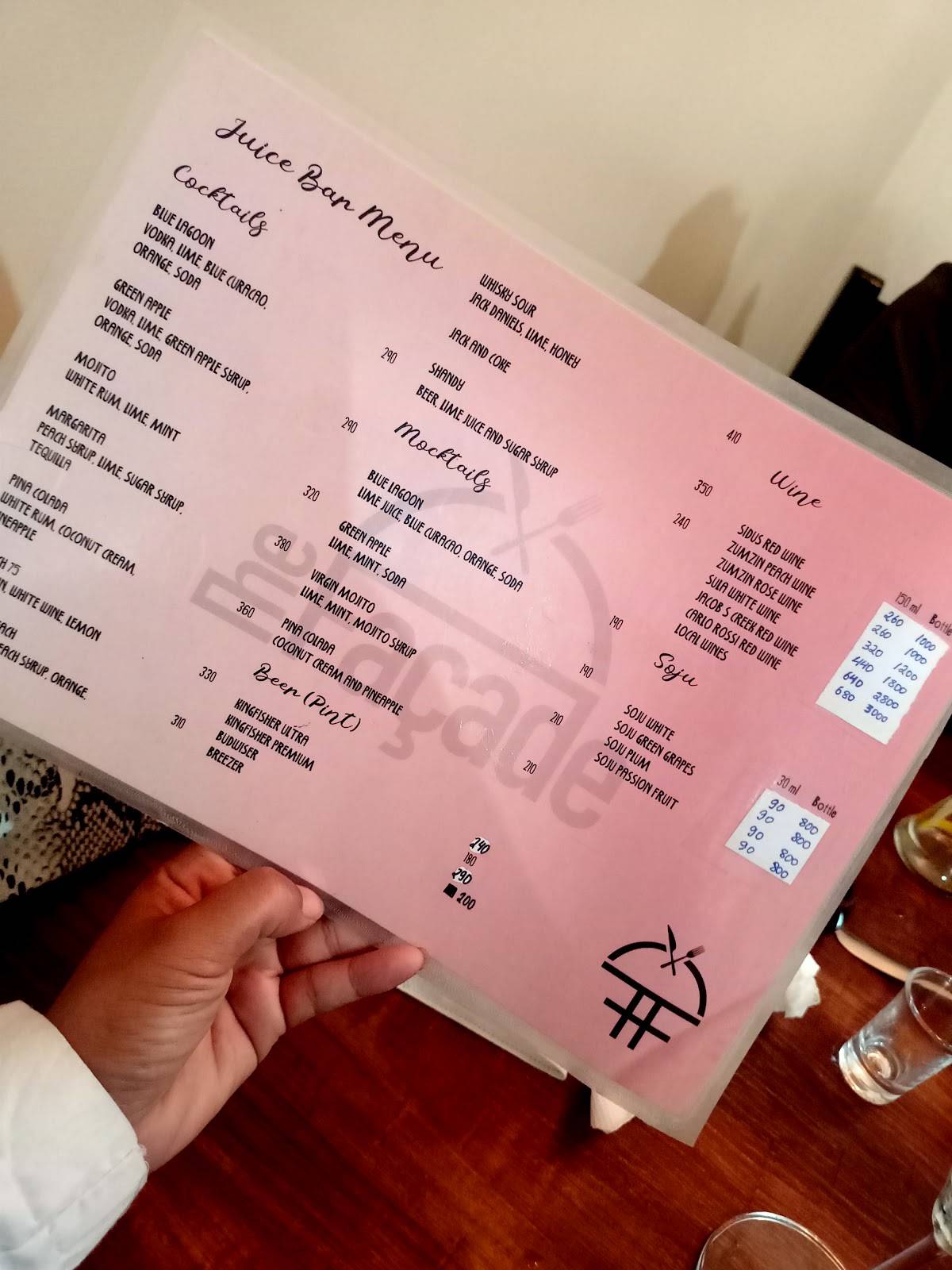 Menu at The Façade Restaurant, Dimapur