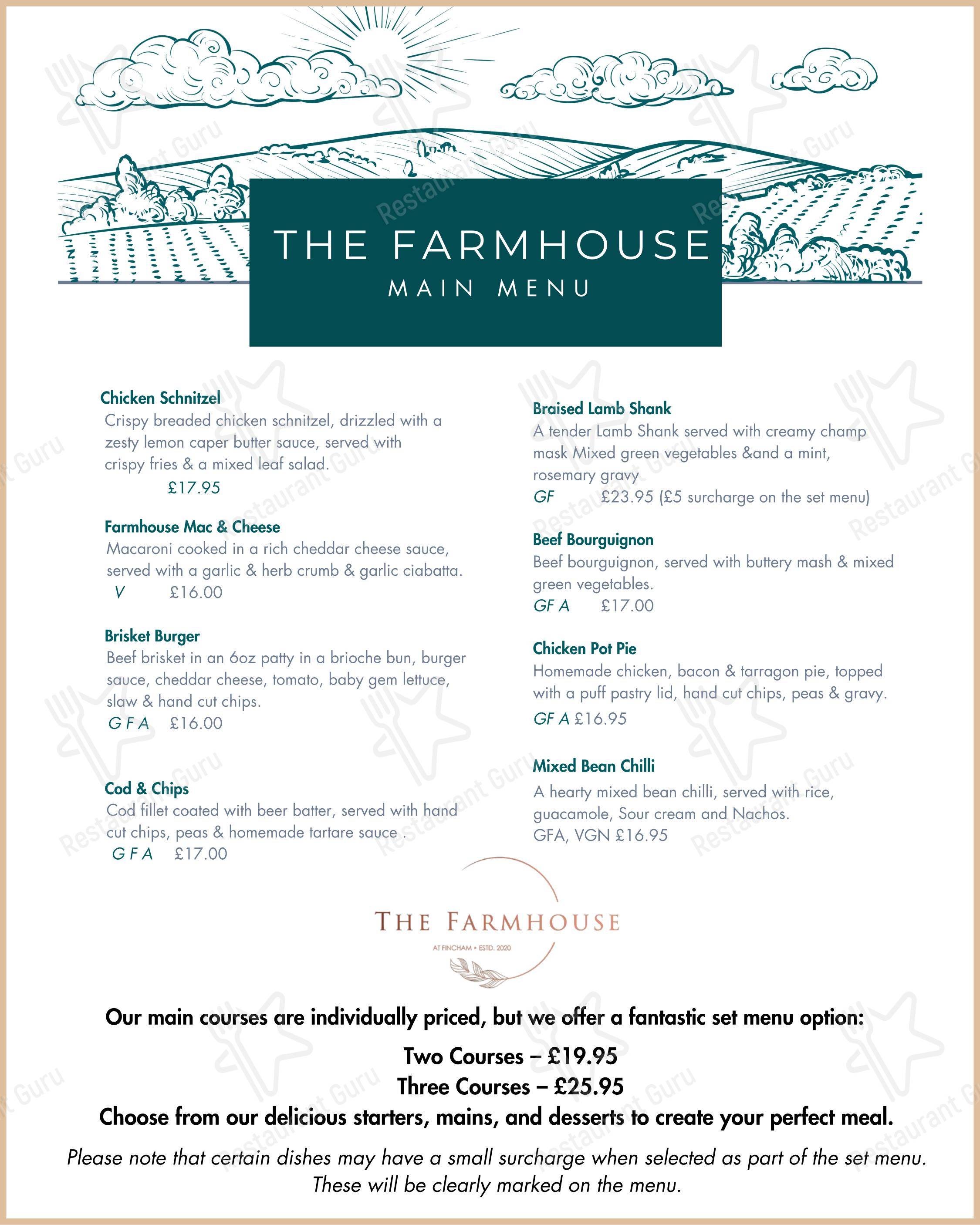 Menu at The Farmhouse at Fincham cafe, Fincham