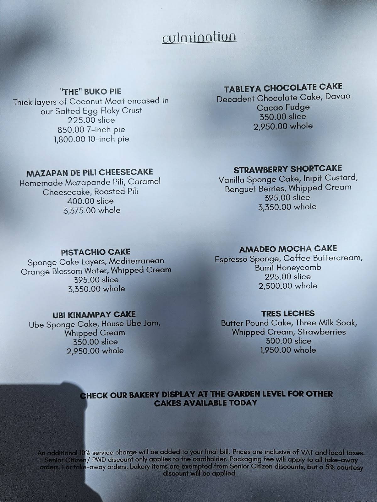 Menu at The Fatted Calf Tagaytay restaurant, Silang