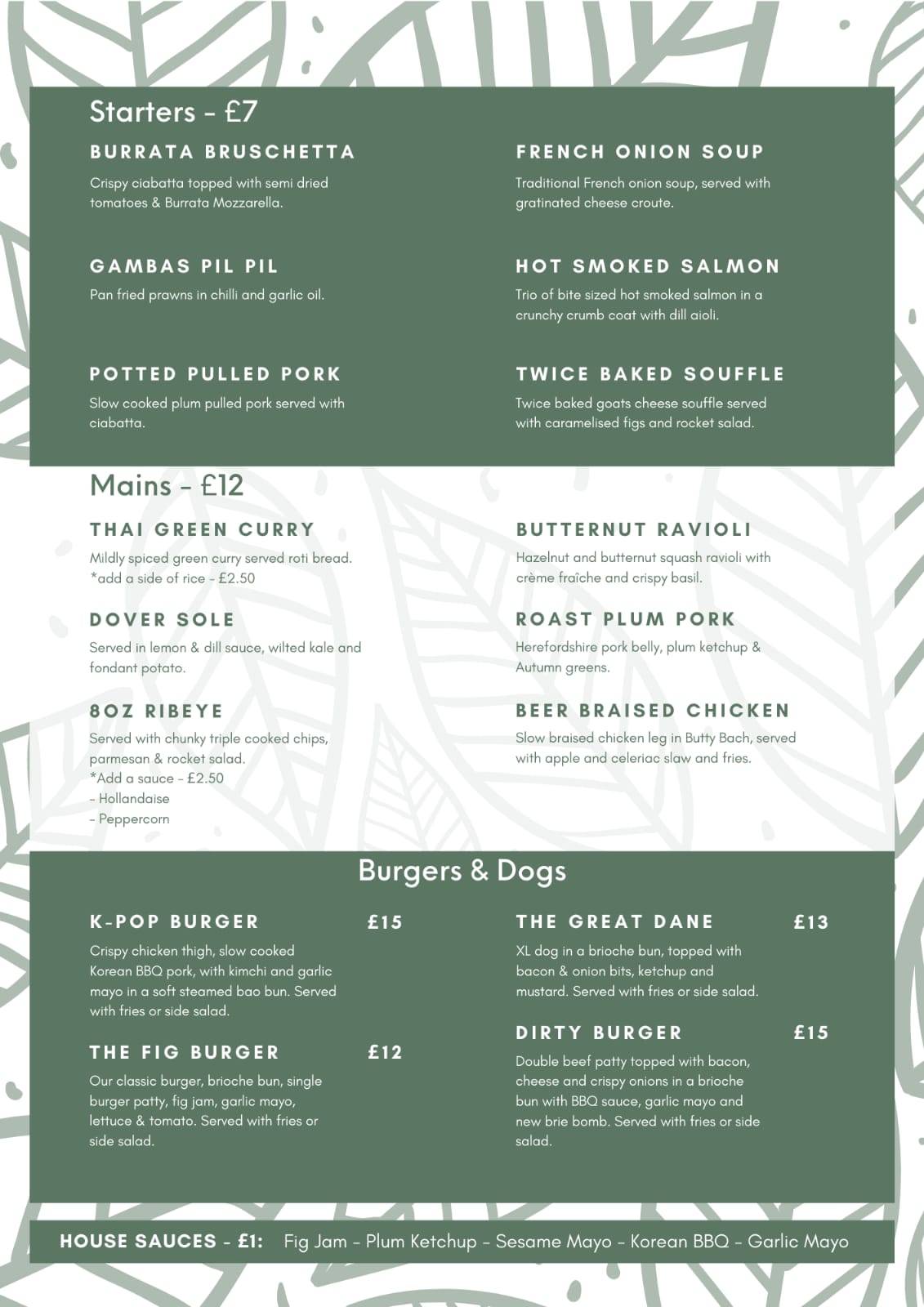 Menu at The Fig Kitchen and Deli restaurant, Malvern