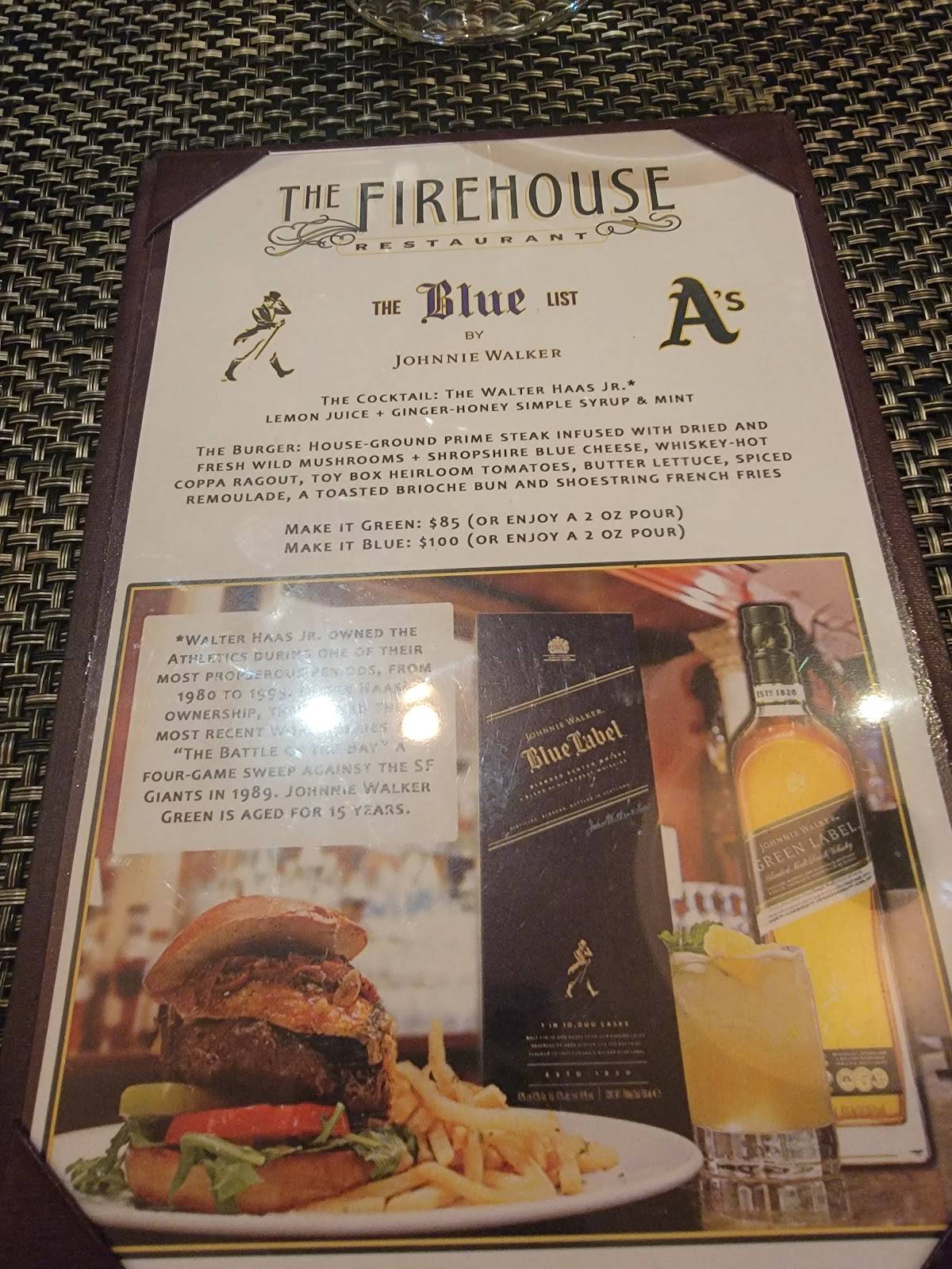 Menu at The Firehouse Restaurant, Sacramento