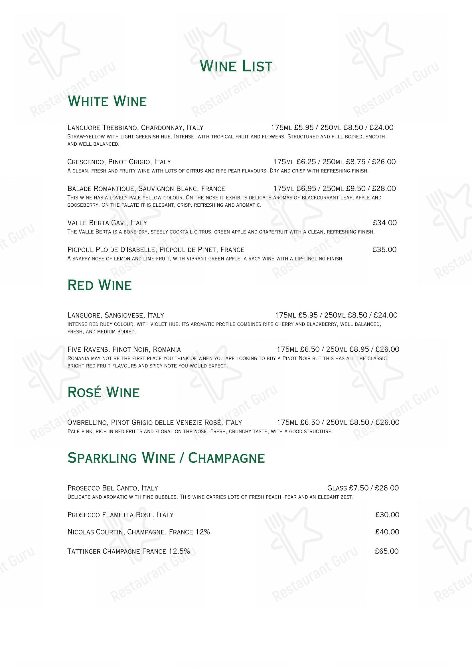Menu at The Fish Factory restaurant, Worthing
