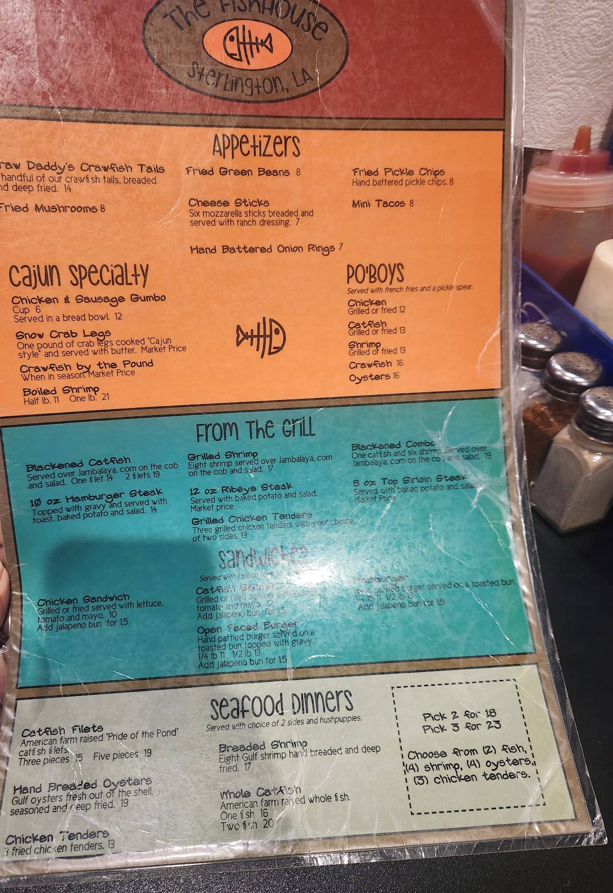 Menu at The Fish House restaurant, Monroe, 8823 US-165 #6