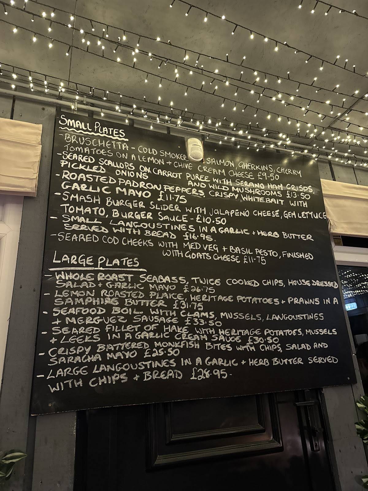 Menu at The Fish Shack restaurant, Warkworth