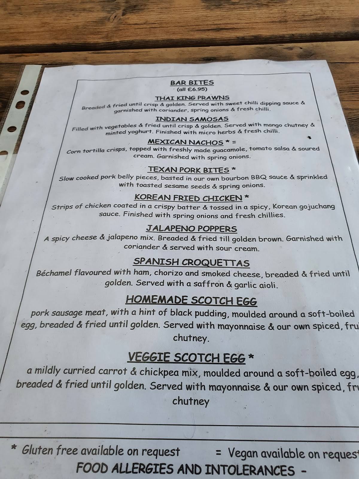 Menu at The Five Bells pub & bar, Swindon