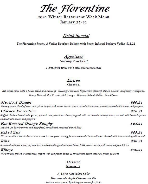 Menu at The Florentine Restaurant, Germantown