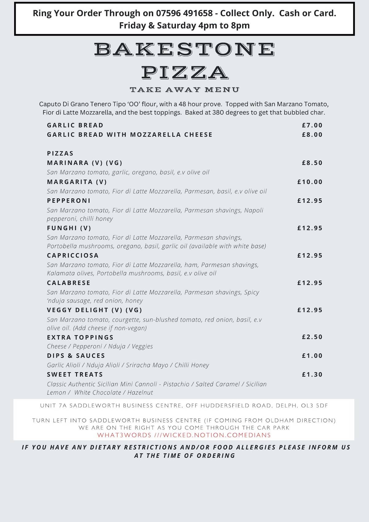 Menu at The Garage - Coffee & Homeware cafe, Oldham