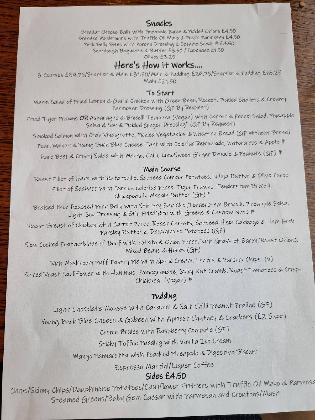 Menu at The Ginger Bistro restaurant, Belfast