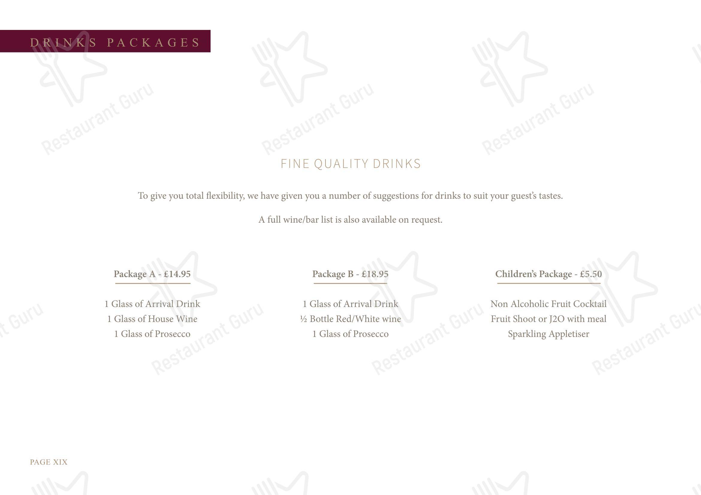 Menu at The Grange Restaurant, Wallington, Beddington Park
