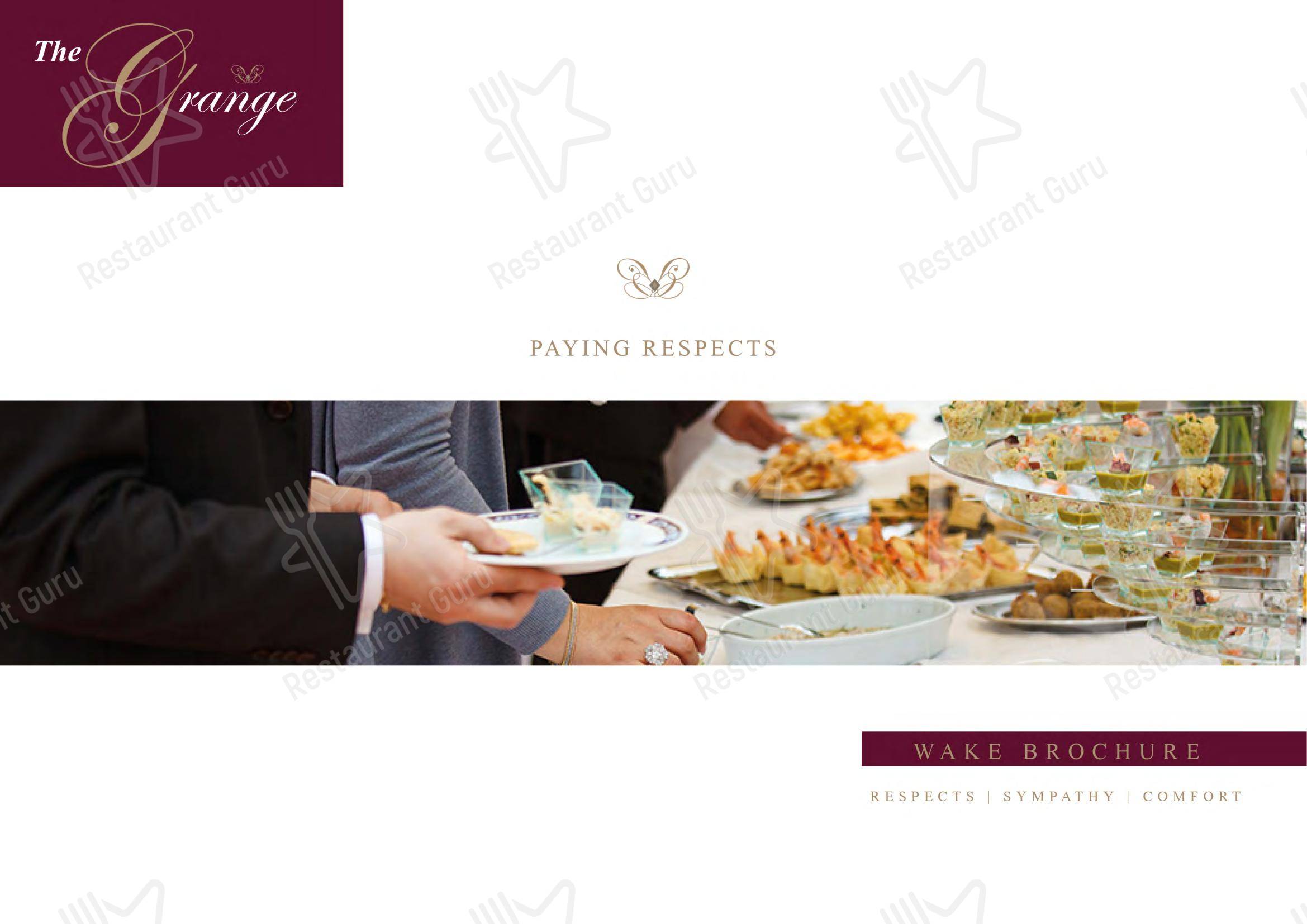 Menu at The Grange Restaurant, Wallington, Beddington Park