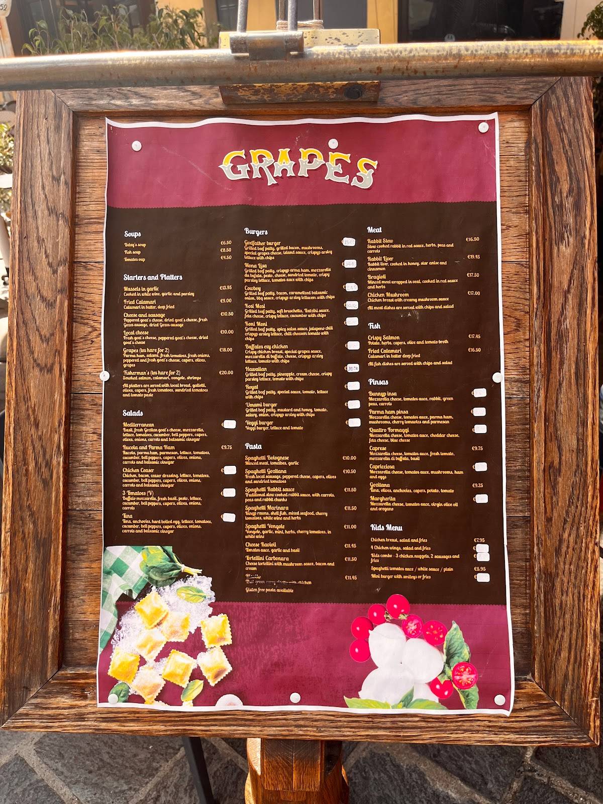 Menu at The Grapes Wine Bar, Victoria