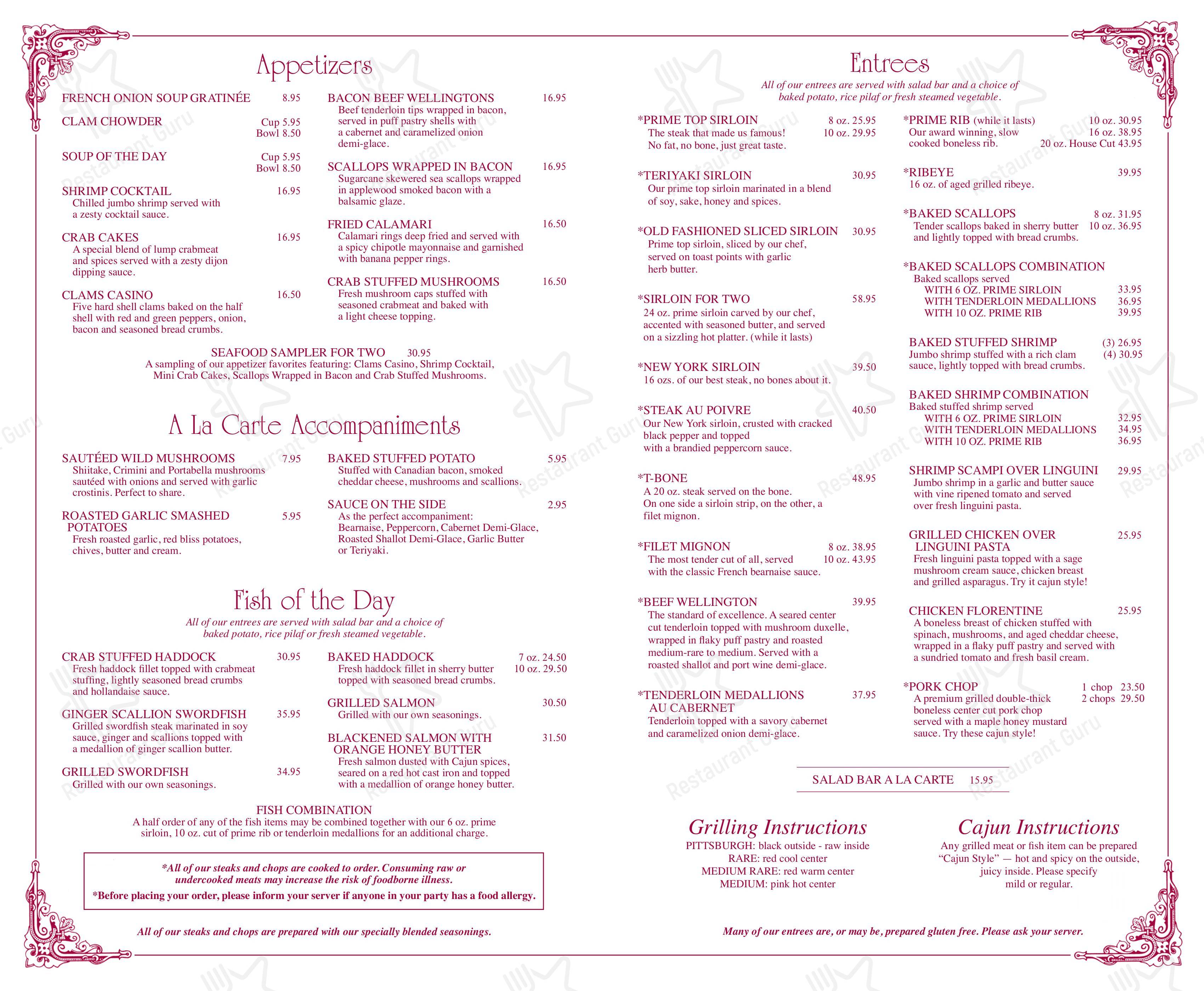 Carta de The Hardcover Restaurant, Danvers