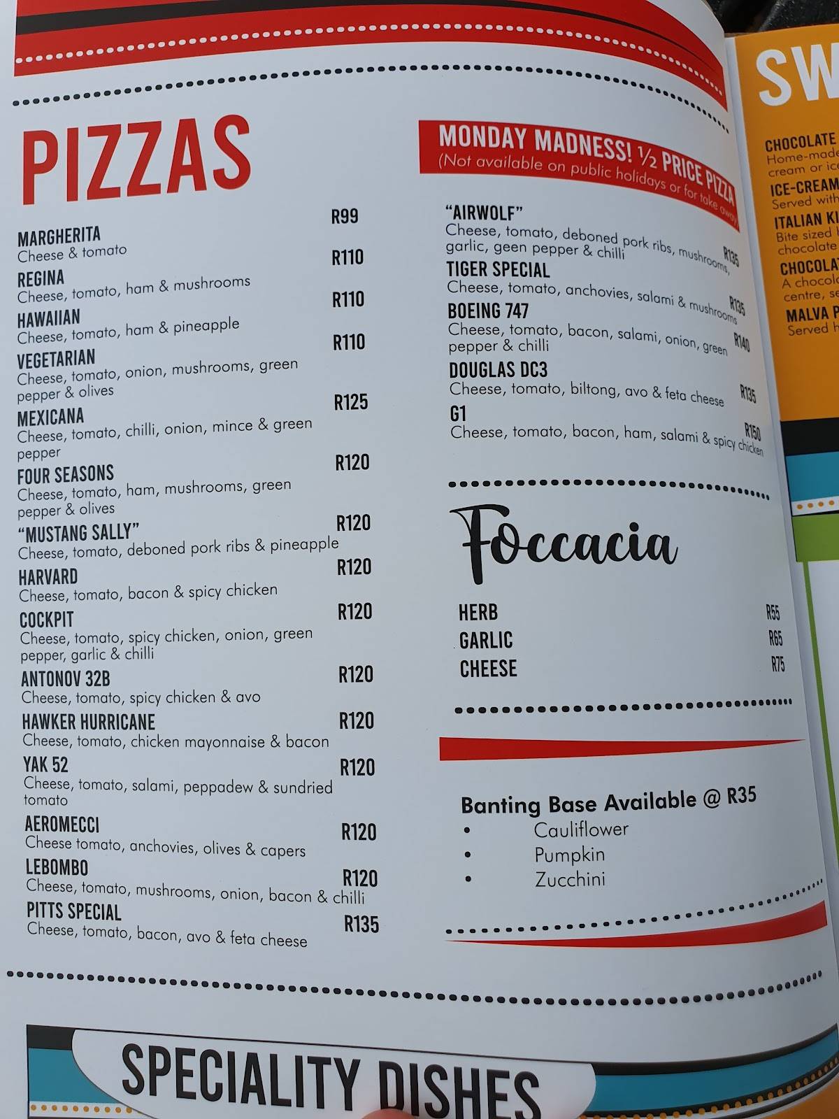 Menu at The Harvard Cafe Rand Airport, Germiston, Main Terminal Building