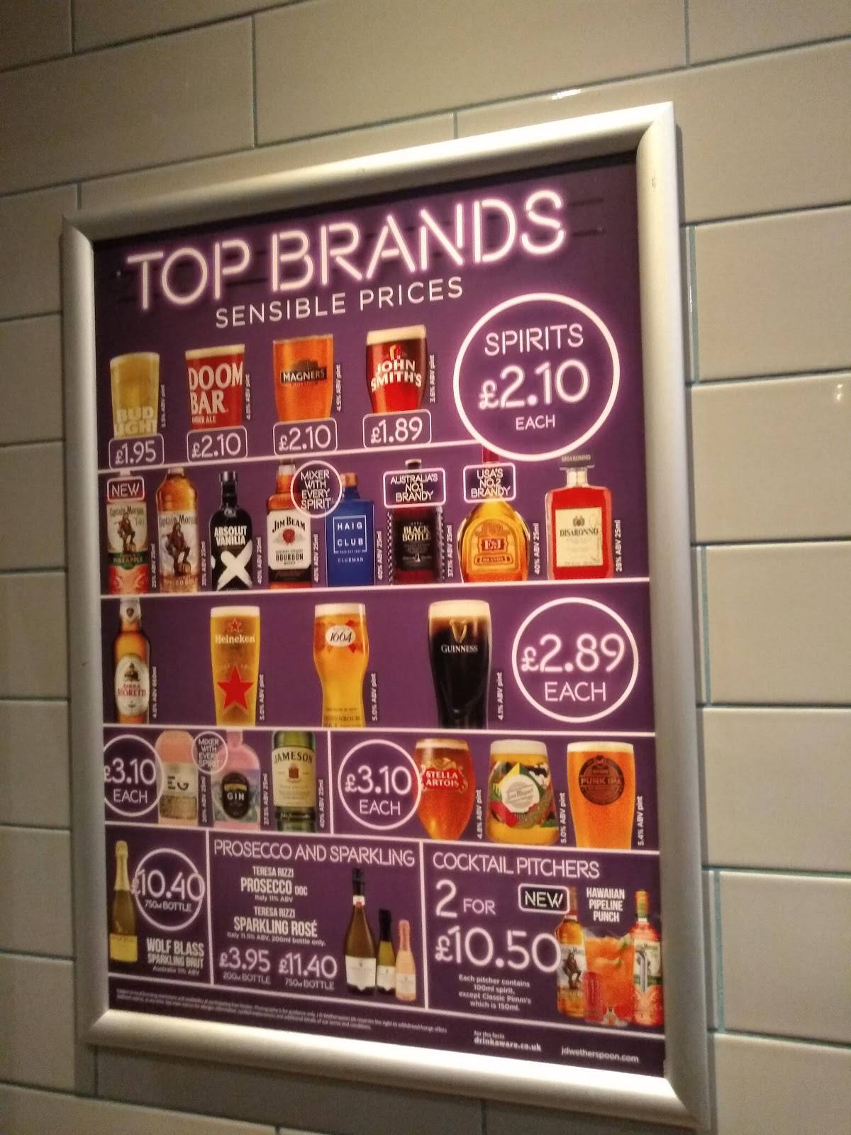 Menu at The Hat and Feathers - JD Wetherspoon pub & bar, Seaham