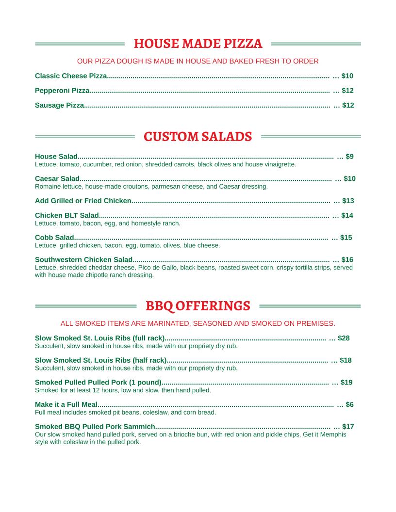 Carta del pub y bar The Hedge Bistro, Guilderland