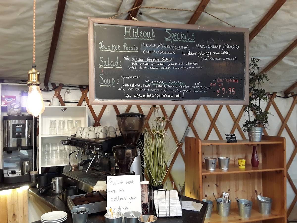 Menu at The Hideout at Berkeley Castle cafe, Berkeley
