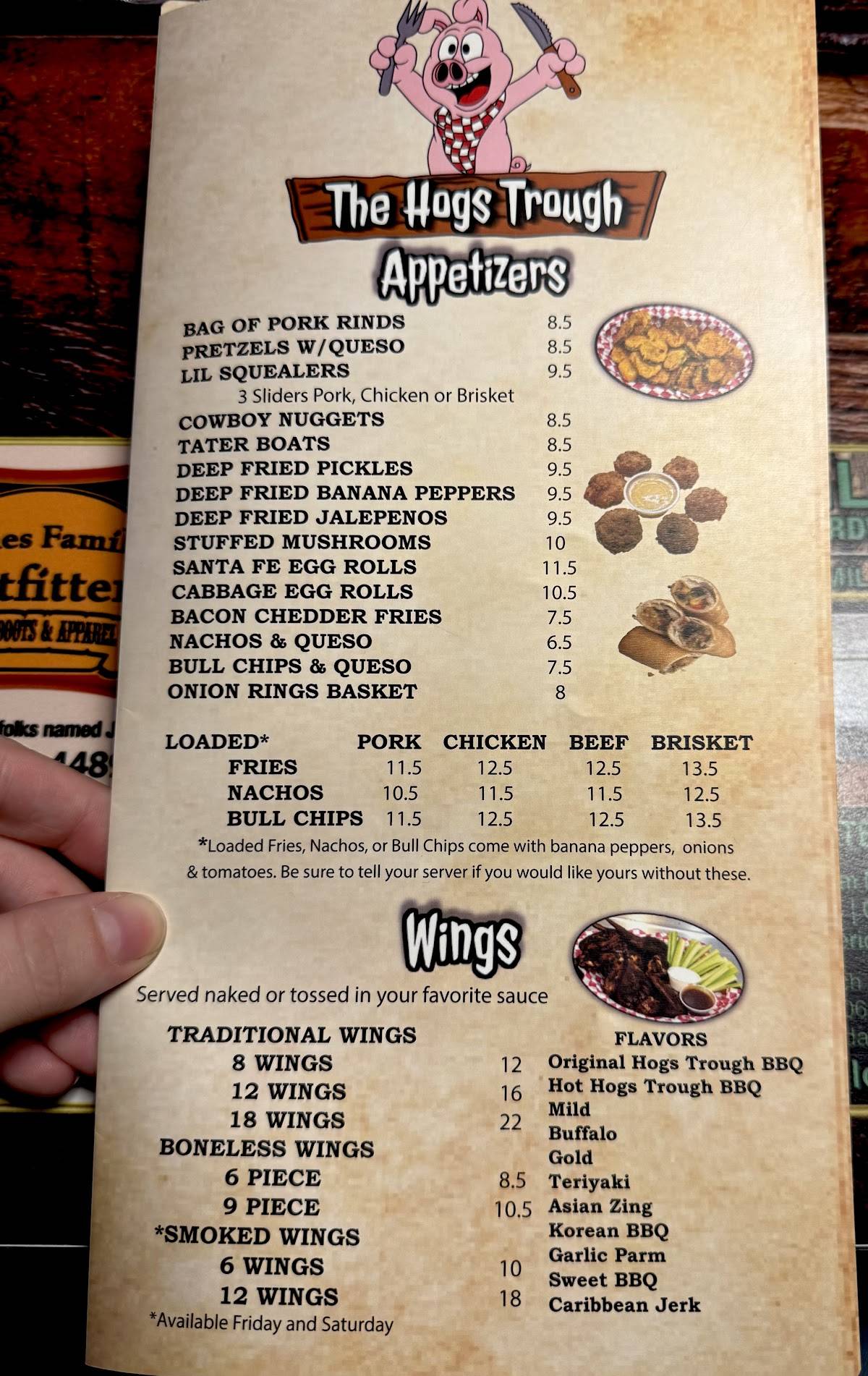 Menu at The Hog’s Trough BBQ, Grayson, KY-7