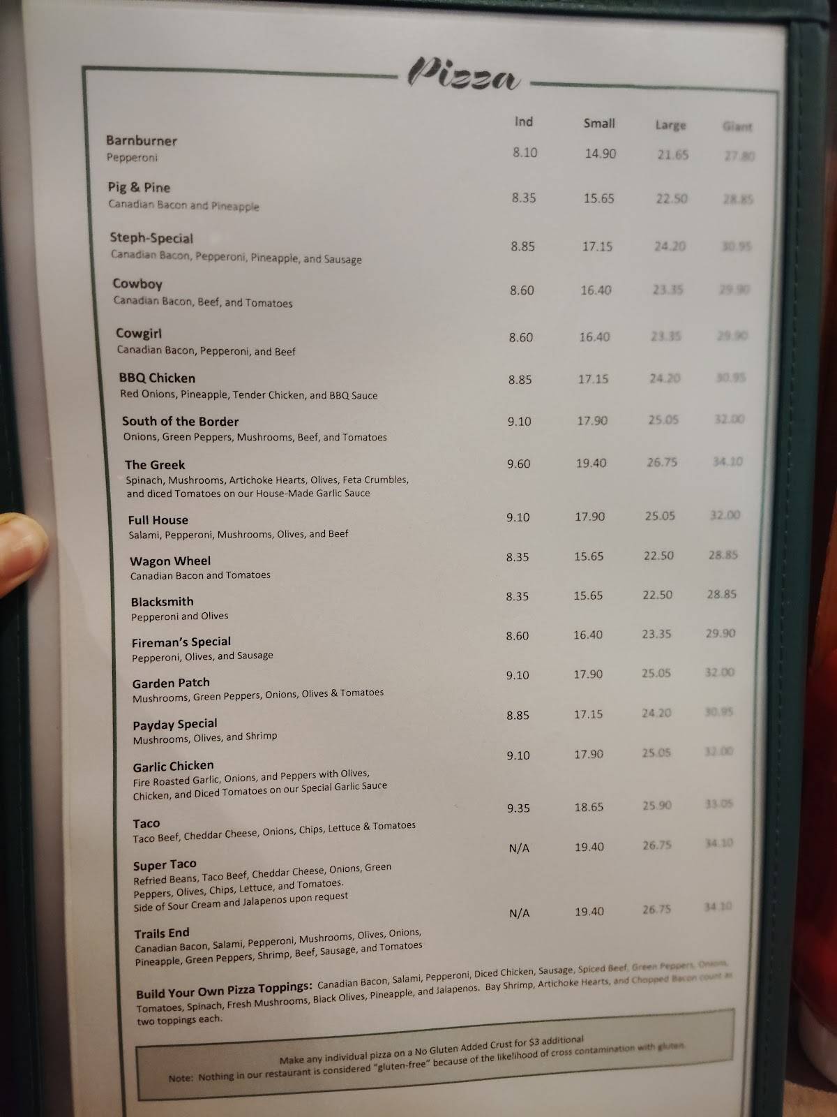 Menu at The Home Place Restaurant, Silverton