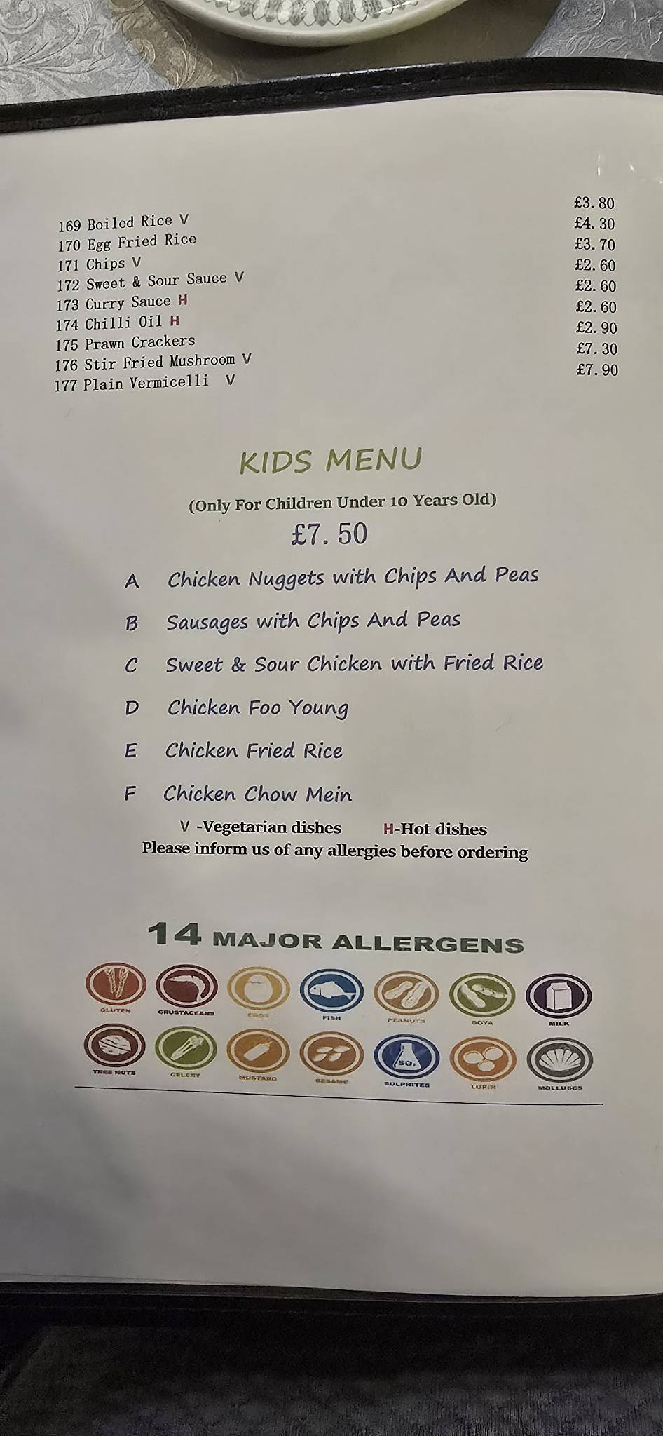 Menu at The Honey Tree restaurant, Morecambe