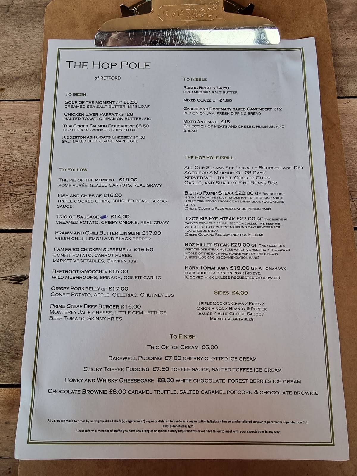 Menu at The Hop Pole Of Retford pub & bar, Retford