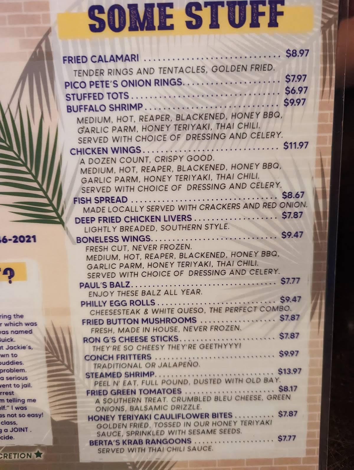Menu at The Joint St. Pete pub & bar, Saint Petersburg