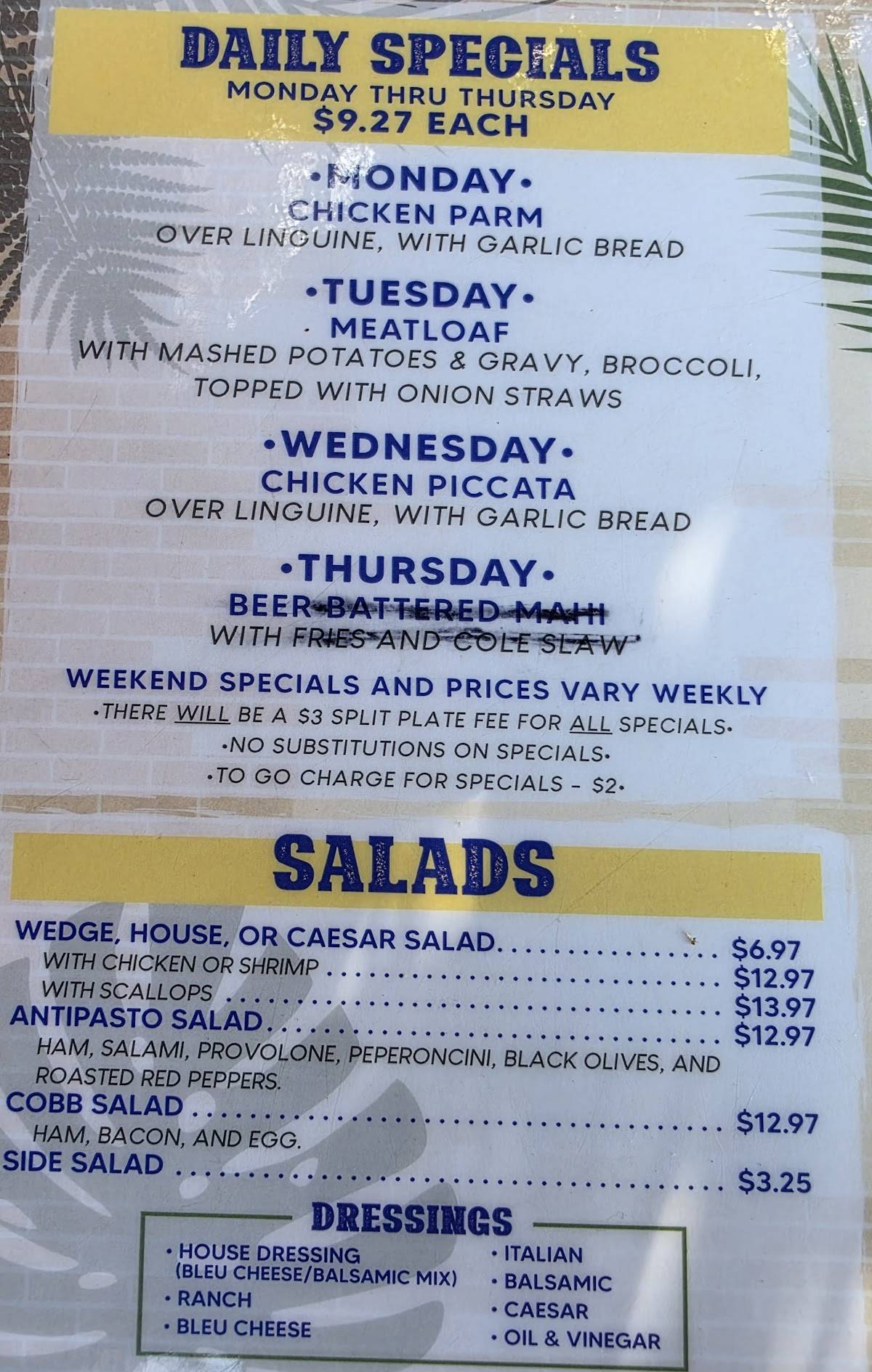 Menu at The Joint St. Pete pub & bar, Saint Petersburg