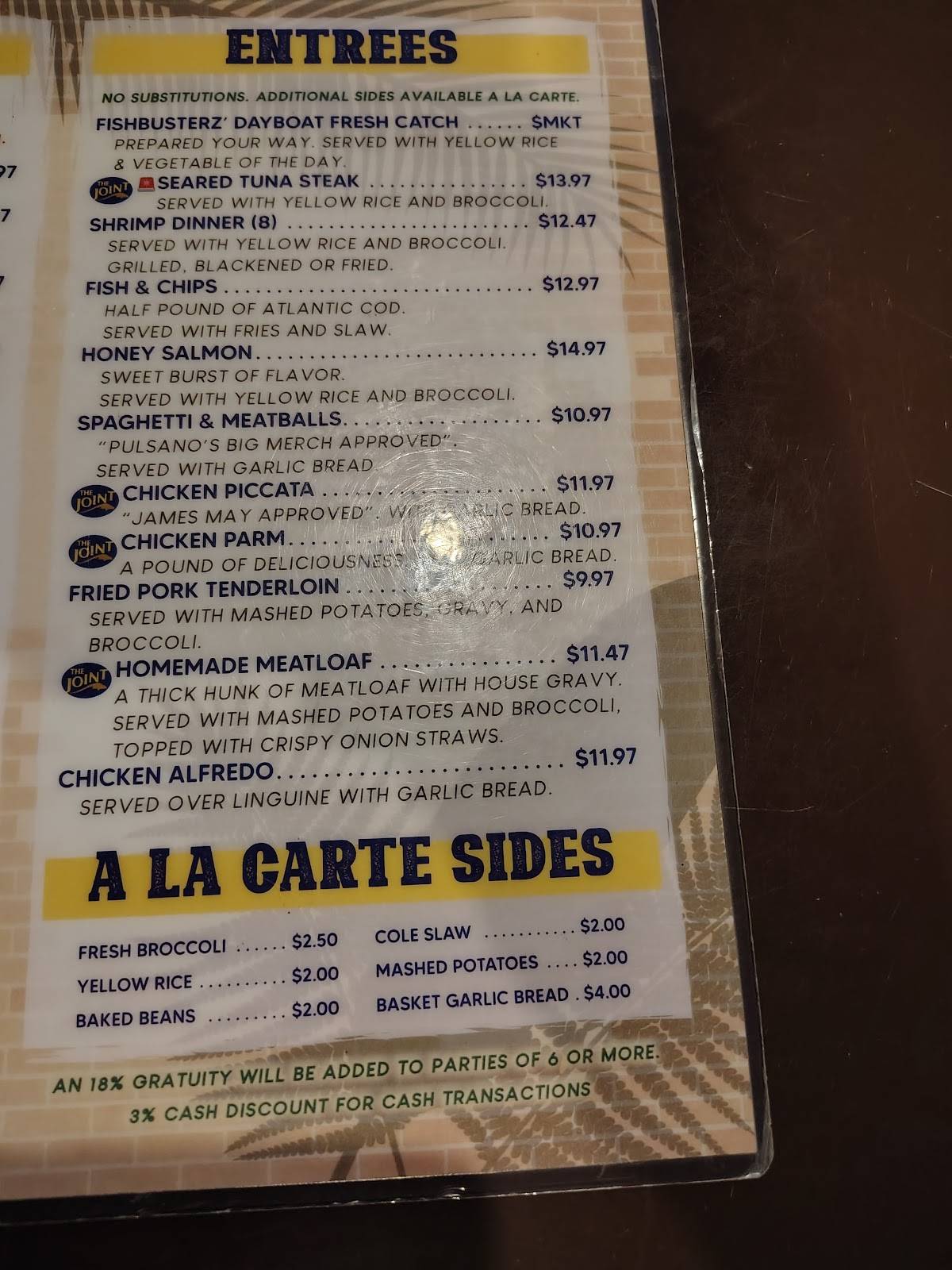 Menu at The Joint St. Pete pub & bar, Saint Petersburg