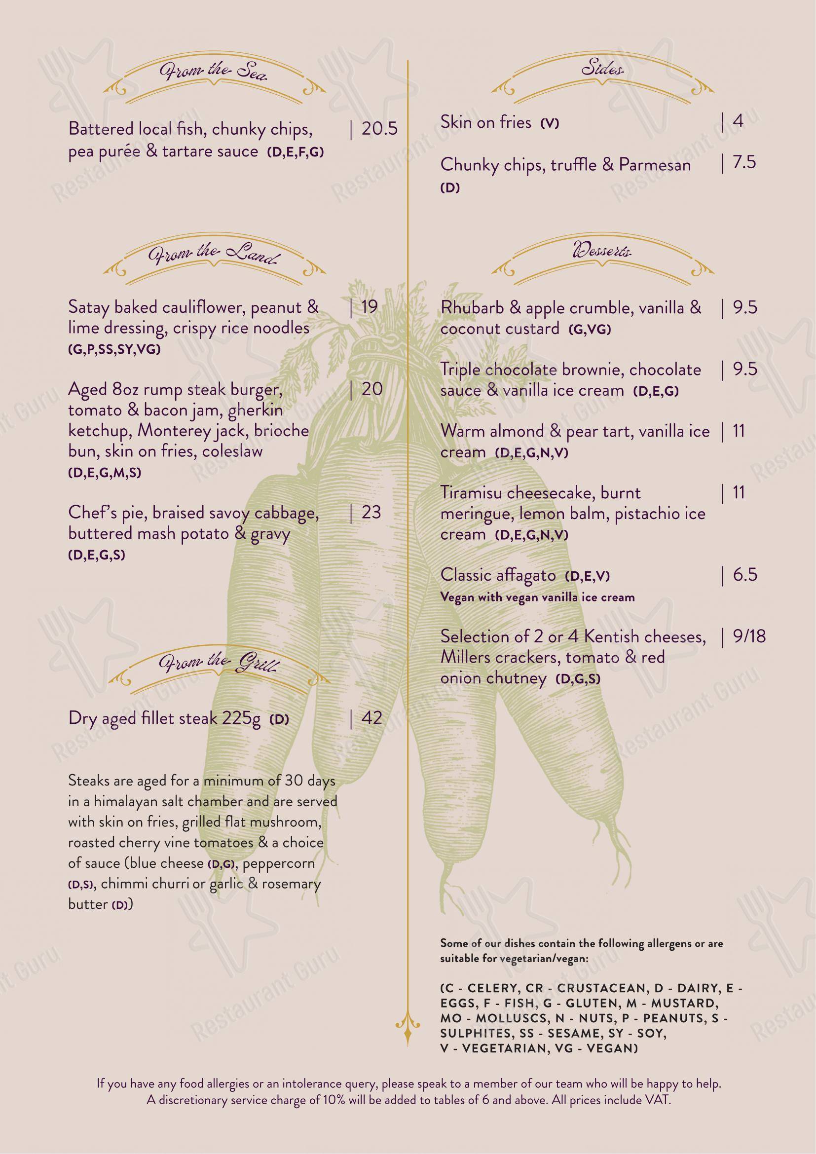 Menu at The Kings Arms pub & bar, Elham