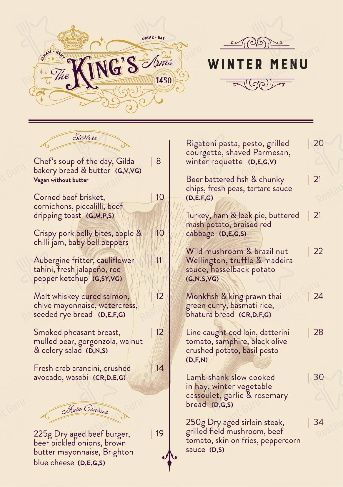 Menu at The Kings Arms pub & bar, Elham
