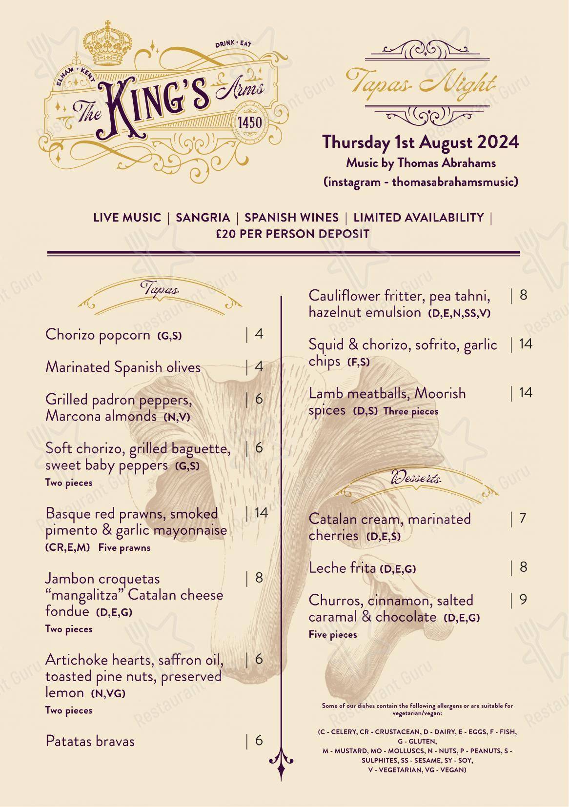 Menu at The Kings Arms pub & bar, Elham