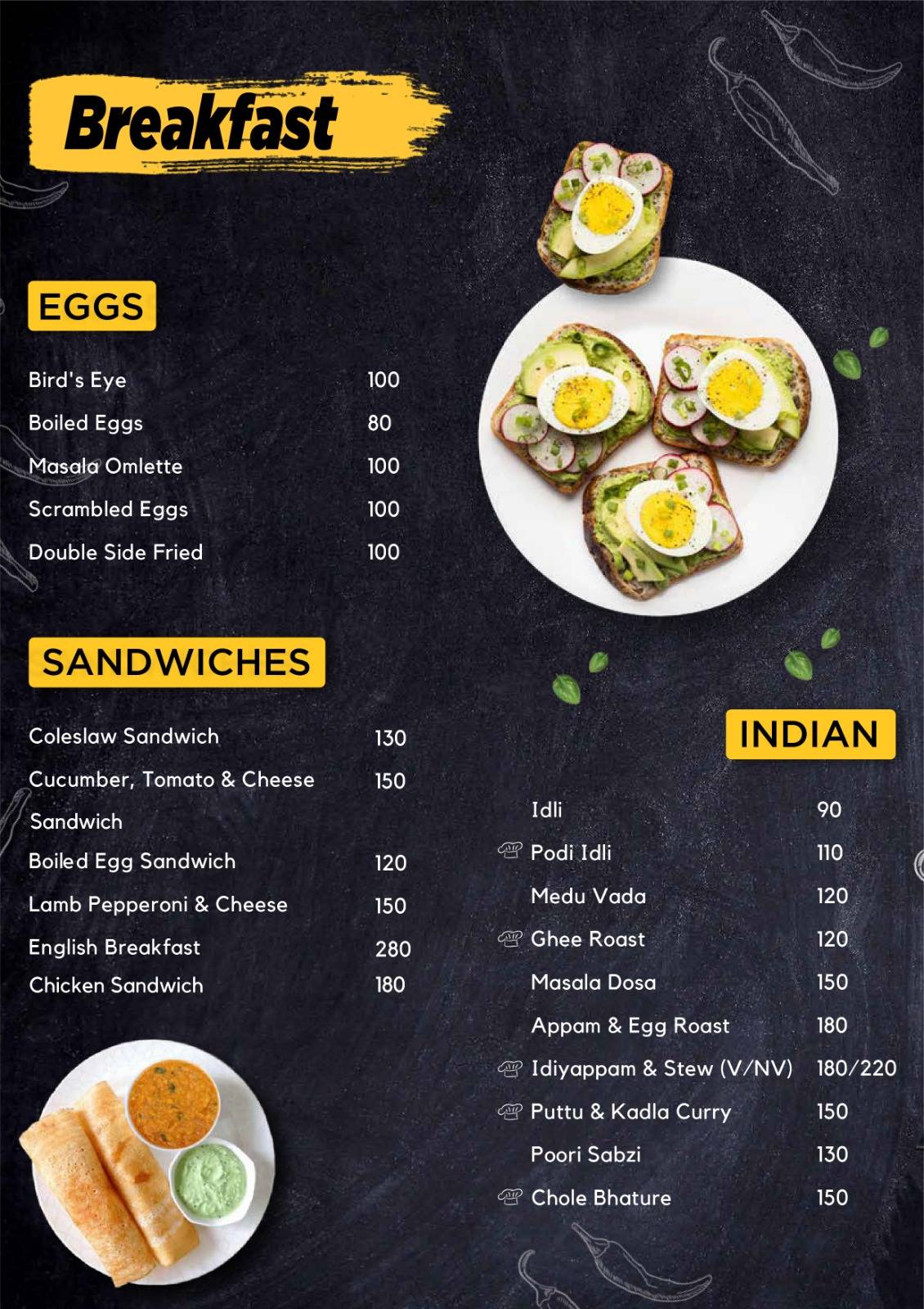 Menu at The Kochi Cookhouse, Kochi