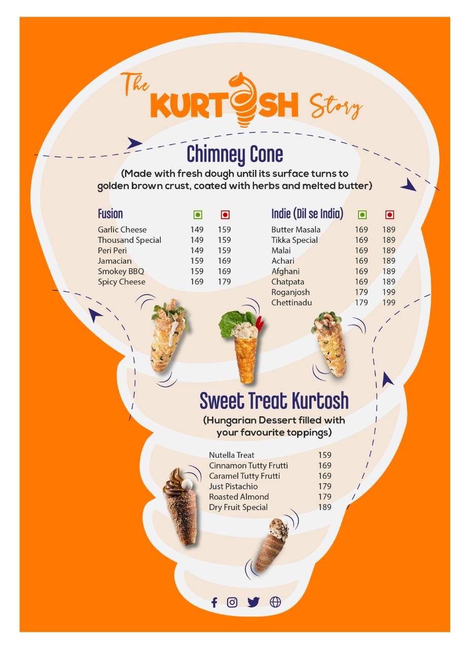 Menu at The Kurtosh Story, Hyderabad