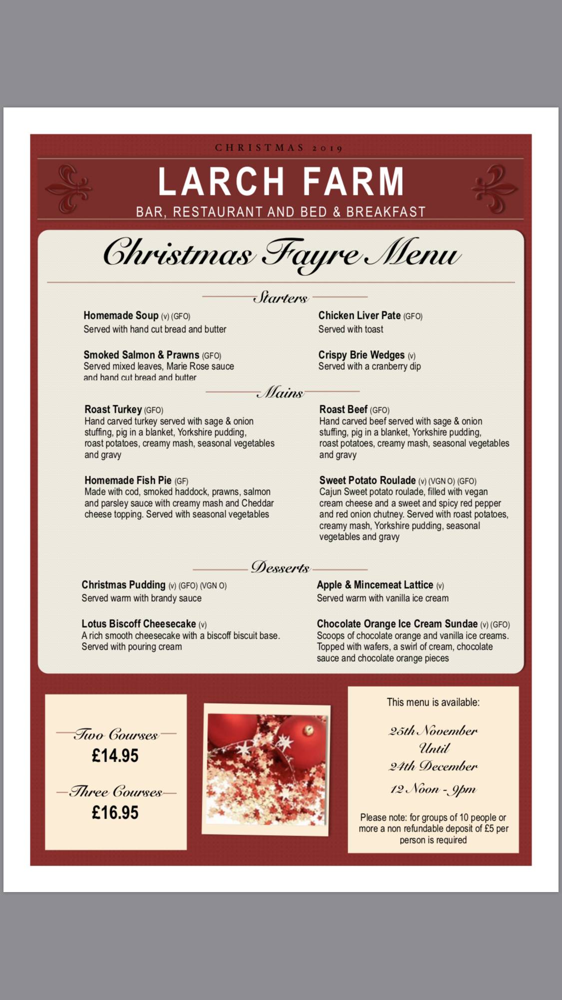 Menu at The Larch Farm pub & bar, Ravenshead