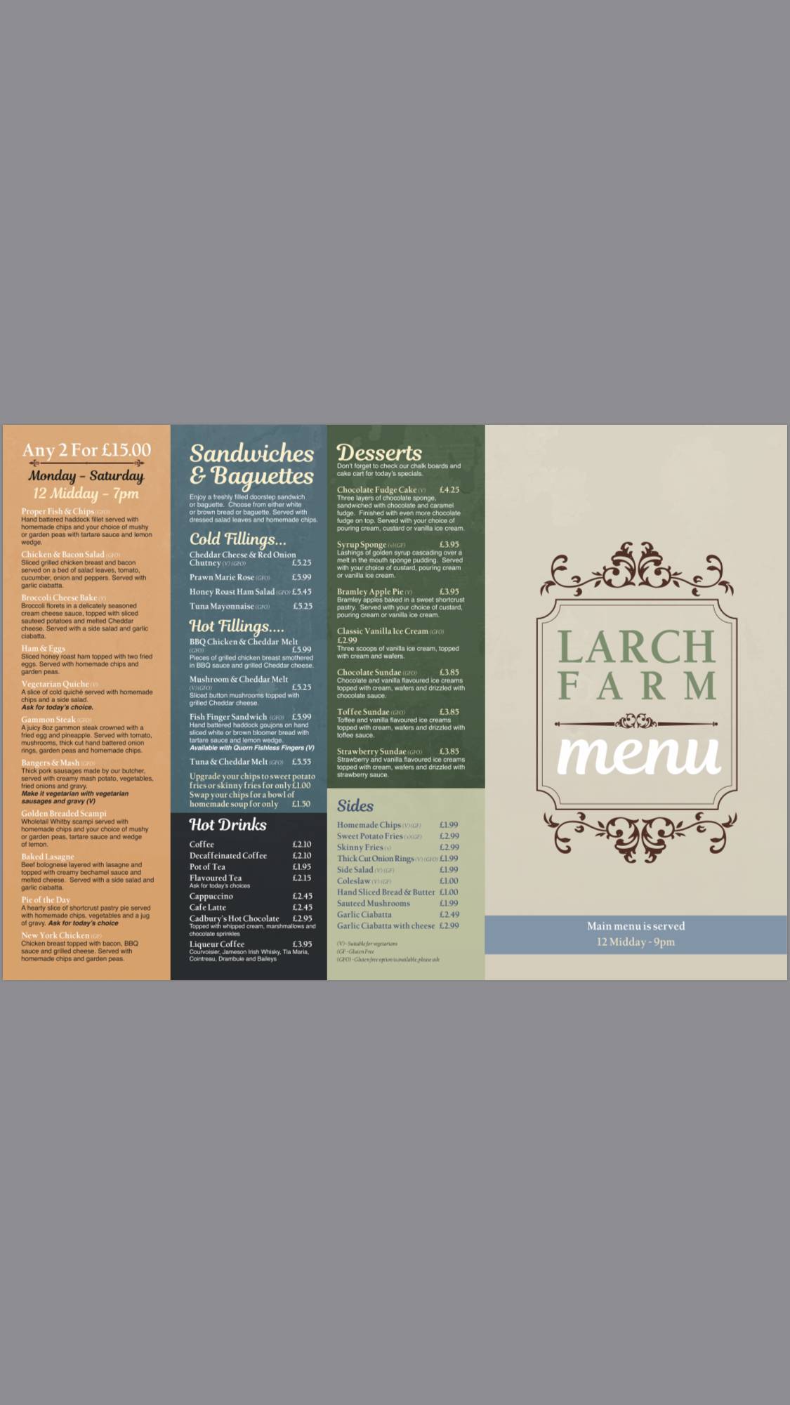 Menu at The Larch Farm pub & bar, Ravenshead